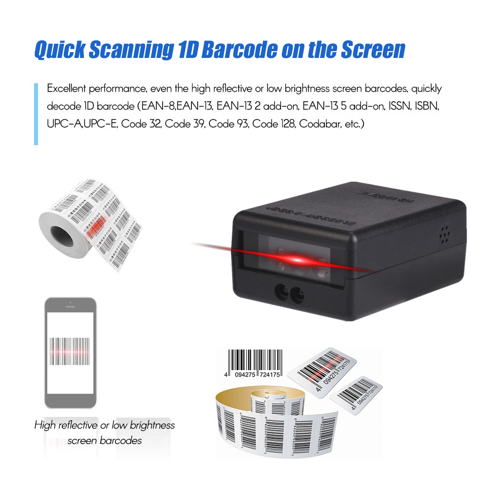 2d image CMOS mini usb barcode scanner module to scan qr screen bar ...