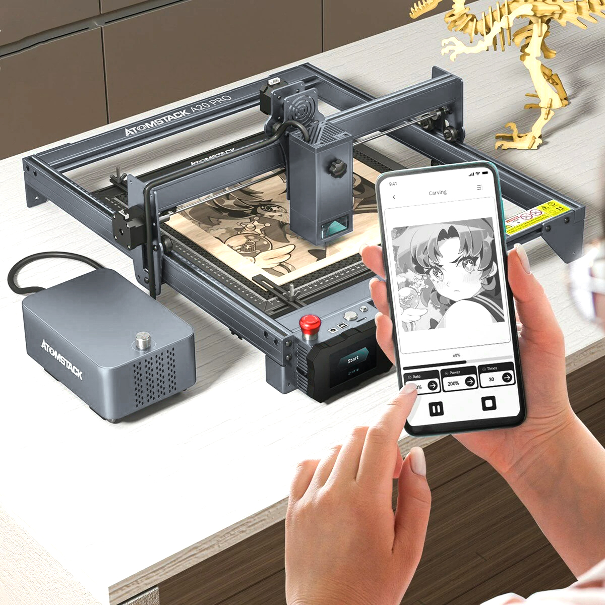 ATOMSTACK X20 Pro 130W Quad-Core Diode Laser Engraving Machine +Air ...