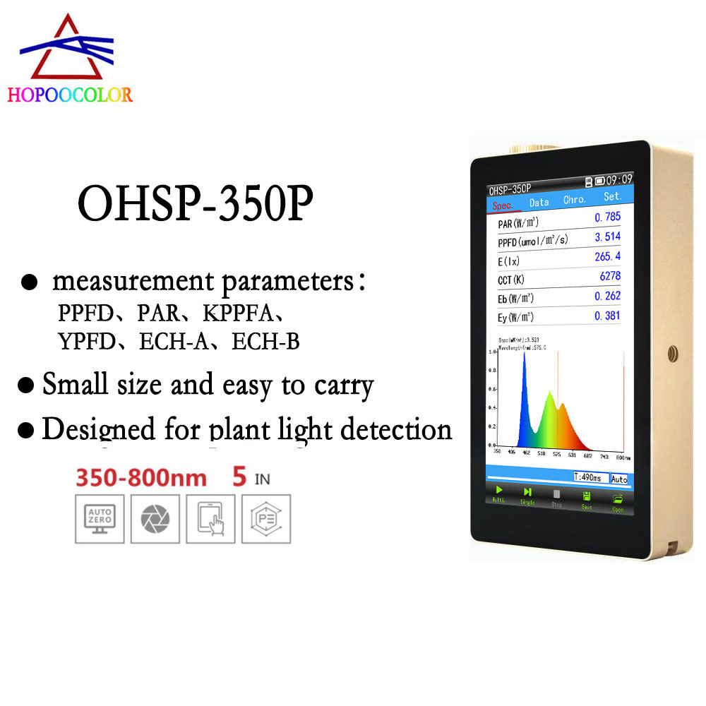 HOPOOCOLOR handheld spectrometer OHSP-350P for ppfd test or grow light ...