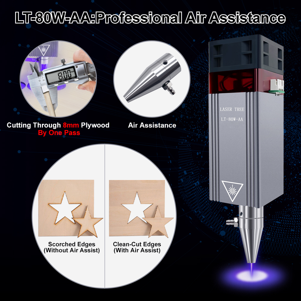 Laser Tree 80w Laser Module Head 450nm Blue Light Ttl Module Air Assist
