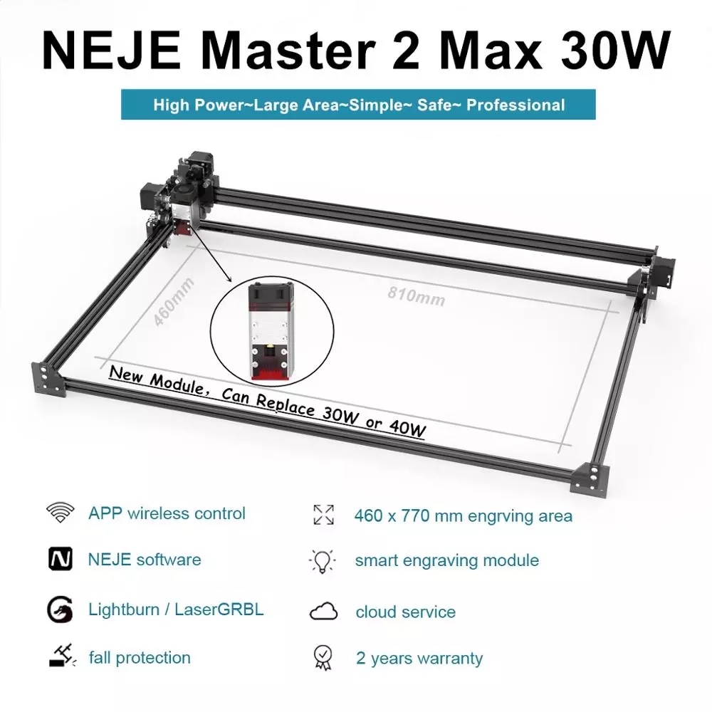 NEJE Master 2 2S Max 30W 40W 80W High Power Laser Engraving Machine ...