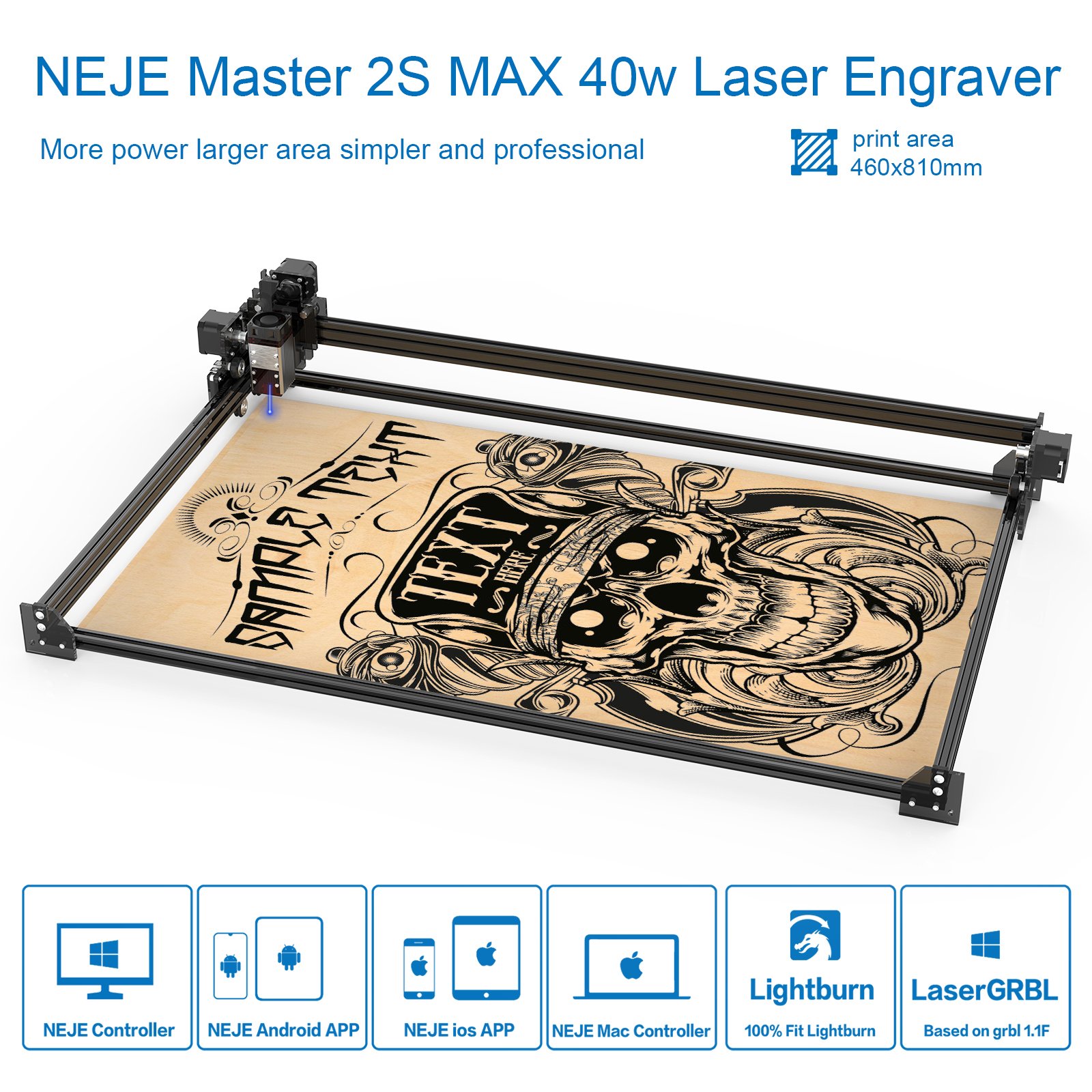 NEJE MASTER 2S MAX 40W LASER ENGRAVER / CUTTER WITH A40640 DUAL LASER ...