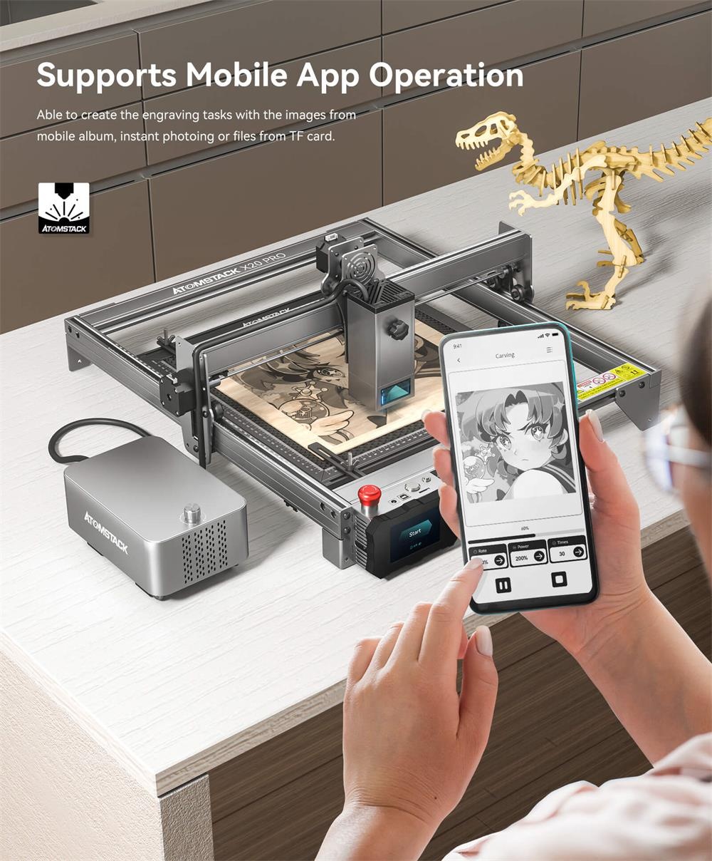 New ATOMSTACK X20 S20 PRO 130W Desktop DIY Printer Quad Core Laser ...