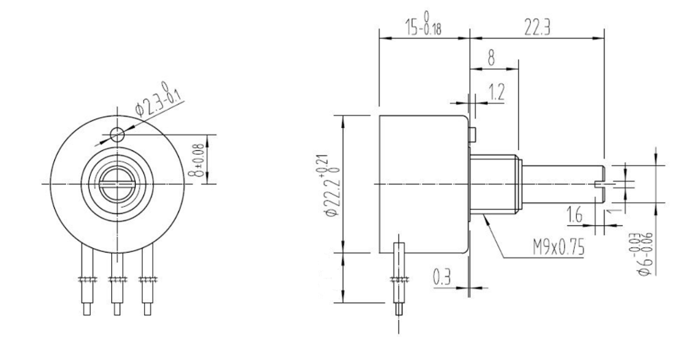 Water proof IP67 360 degree conductive plastic potentiometer - LaserSE