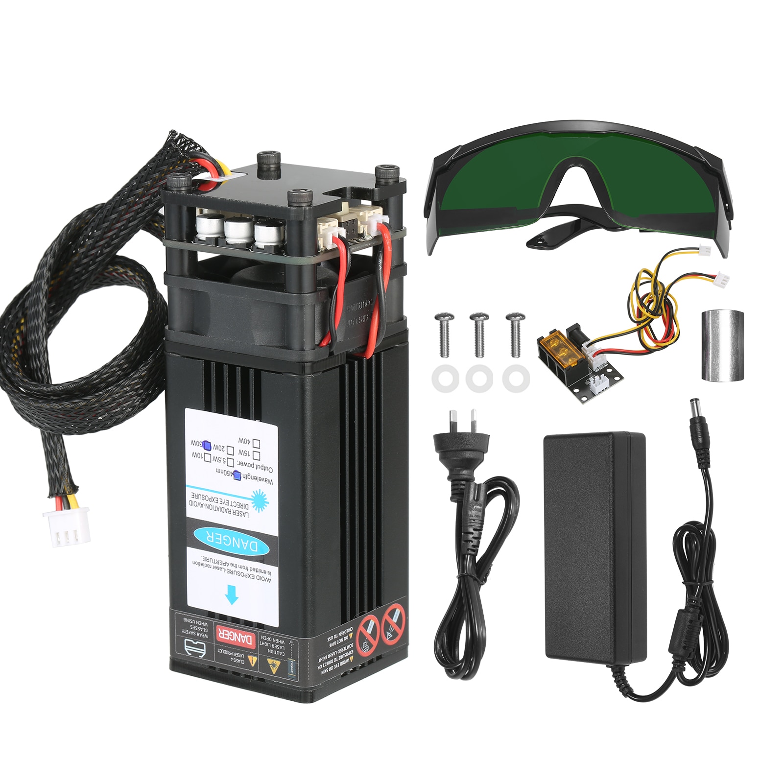 40W Laser Module Kit 450nm Blue Laser Fixed Focal Length Laser Head ...