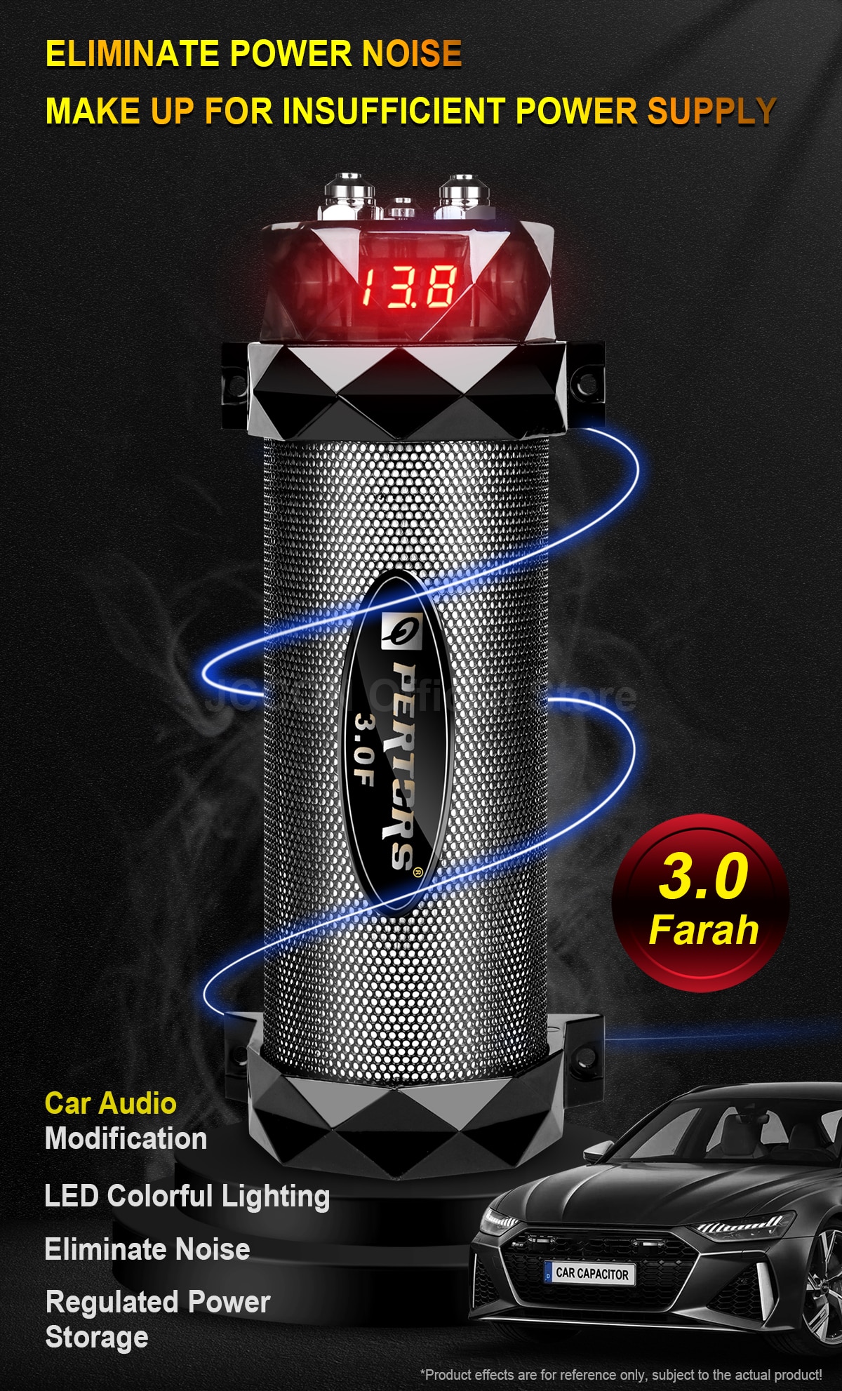 3.0 Farad Car Audio Capacitor Super Power Amplifier Subwoofer Modified ...