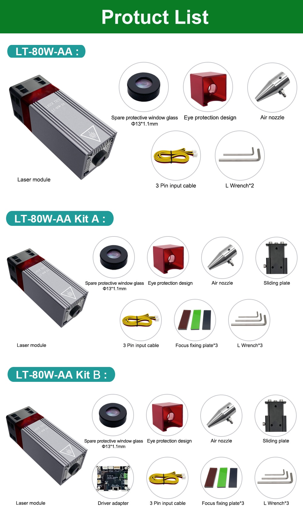 LASER TREE 20W Optical Power Laser Head with Air Assist 455nm Blue ...
